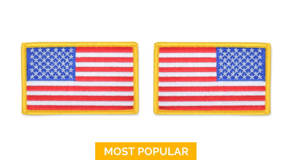 Order Your US Flag Patch - 3.5 x 2.125, Gold, Standard Shoulder